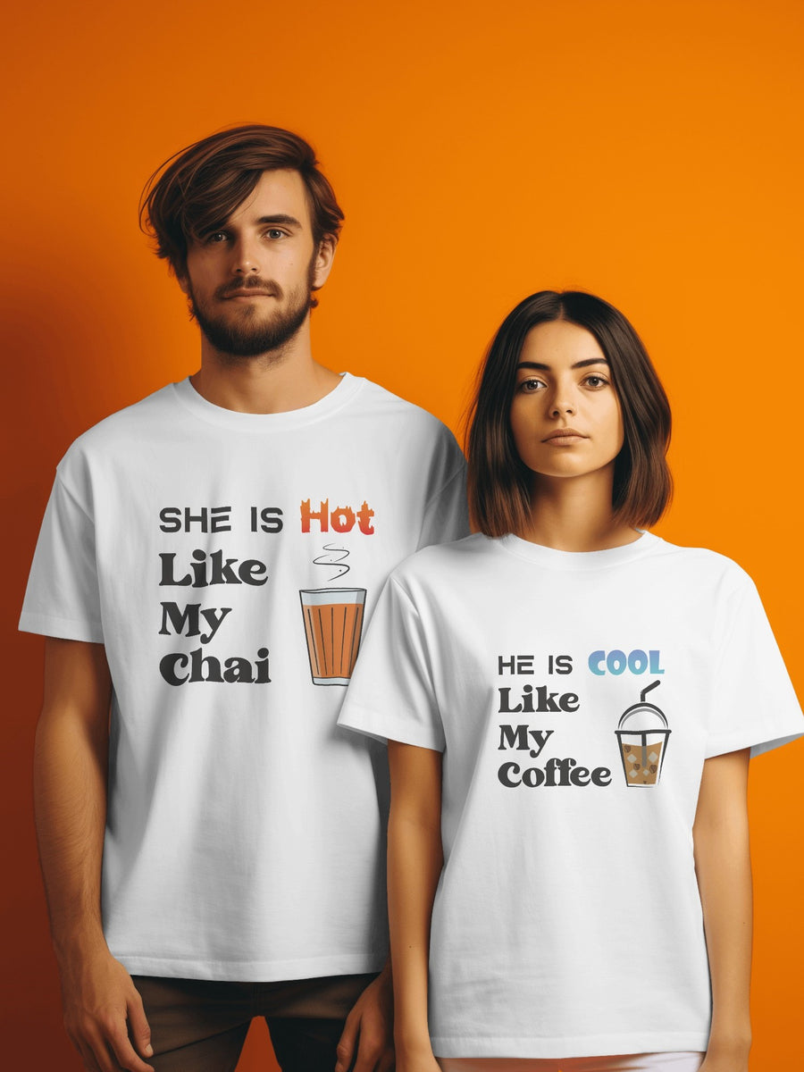 She is hot, he is cool latest couple T-shirt design Buy Online ...