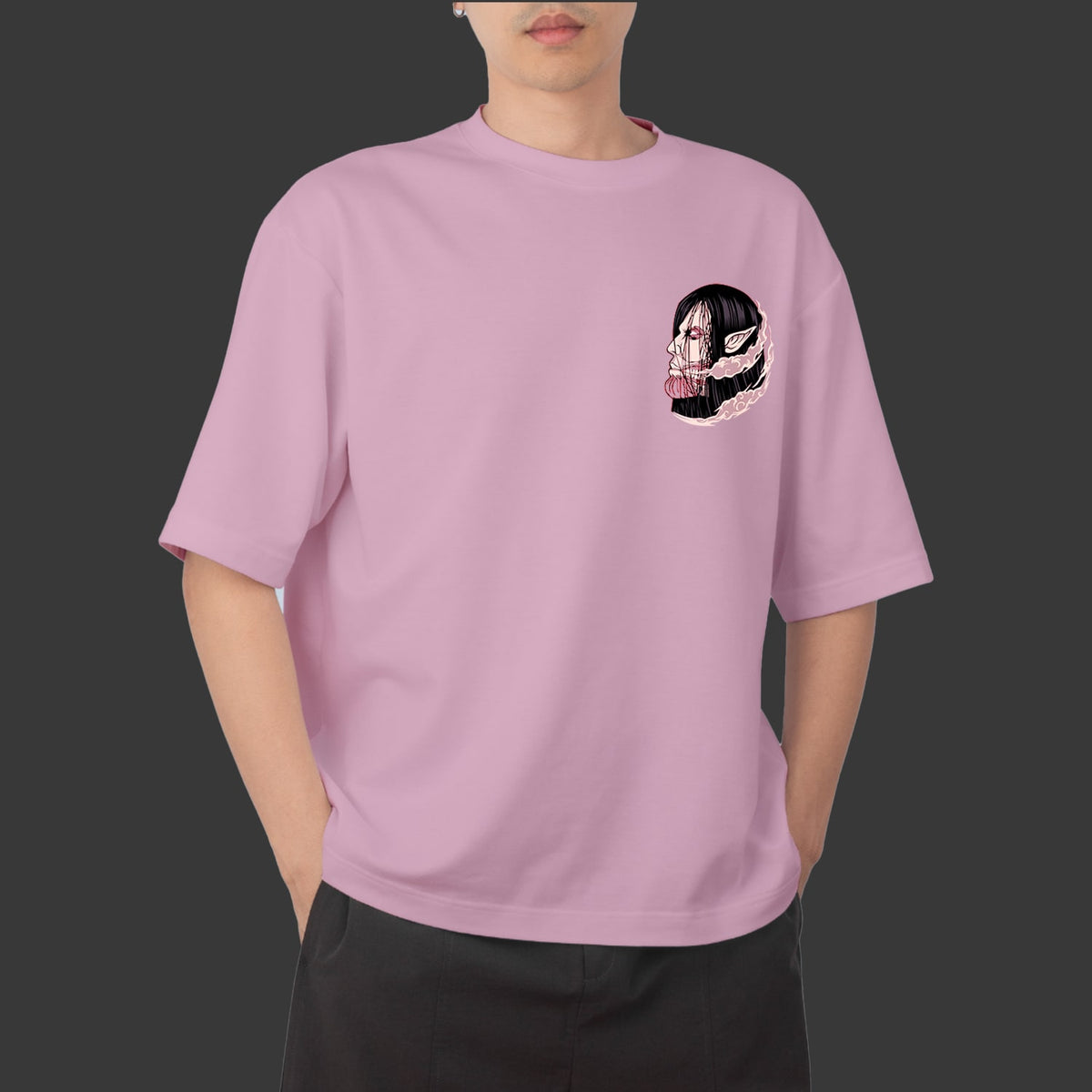 Eren Yaeger New Premium Design Anime Oversize Pink T-shirt Buy Online ...